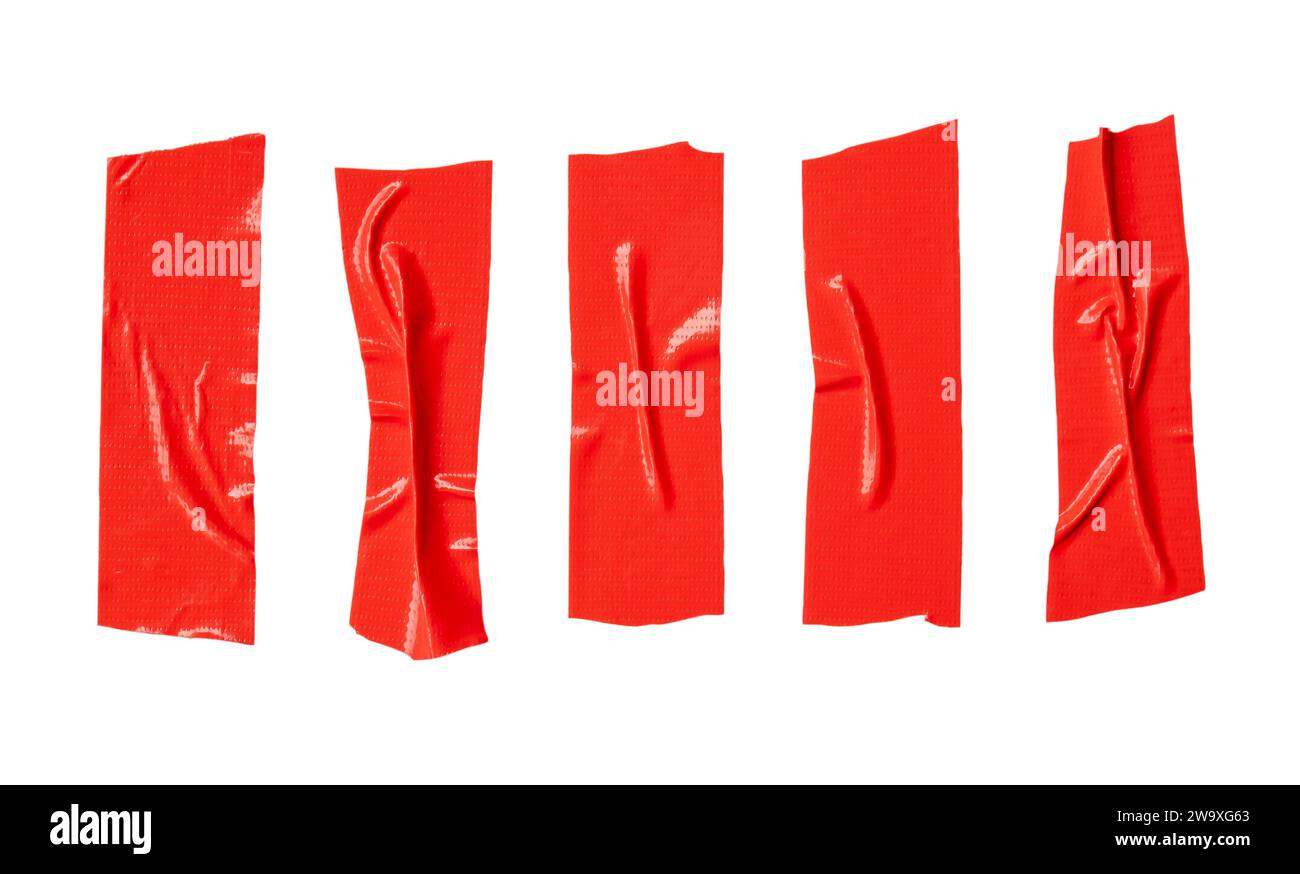 Red adhesive vinyl tape stripes in set are isolated on white background ...