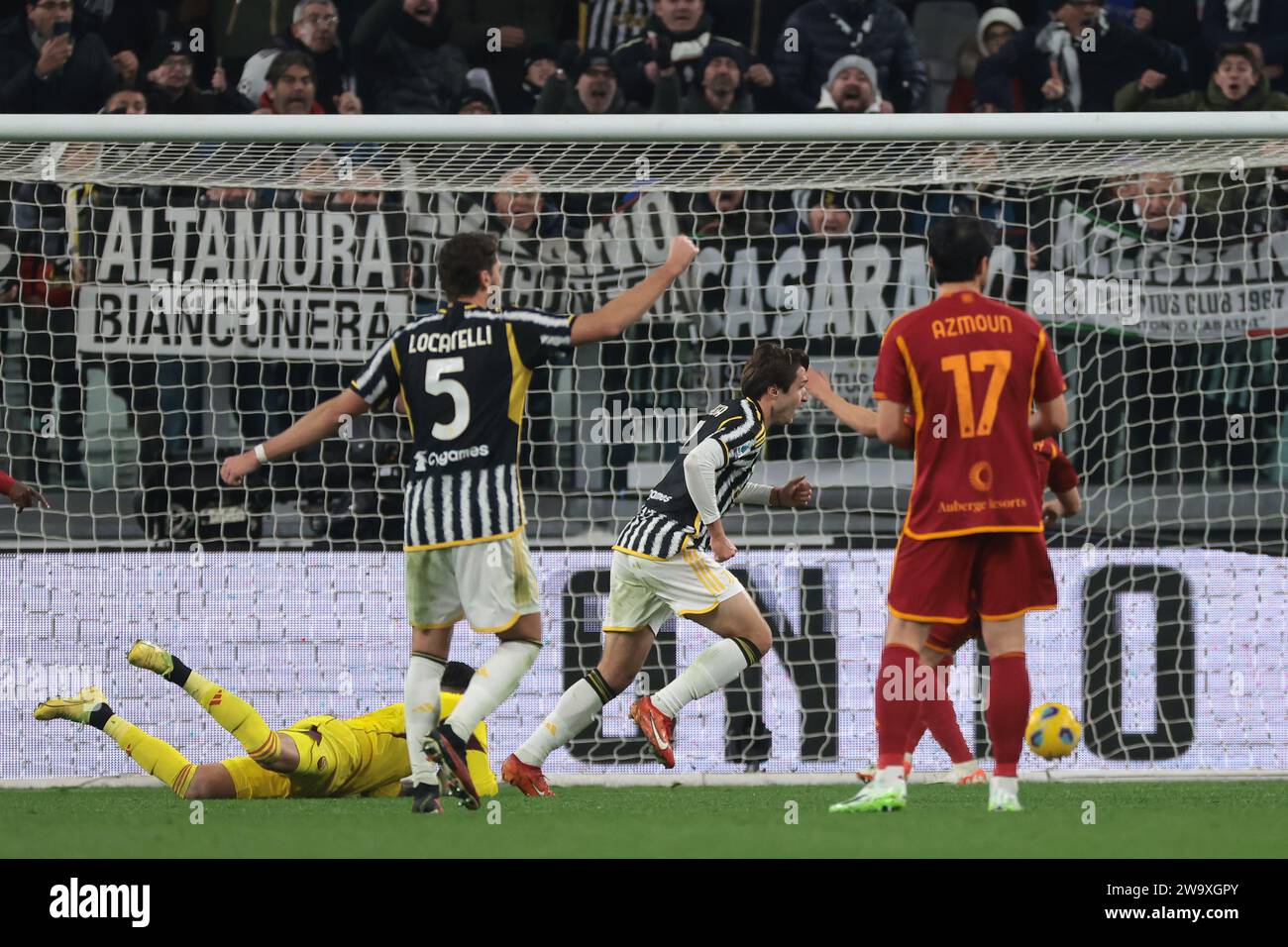 Turin, Italy. 30th Dec, 2023. Federico Chiesa of Juventus celebrates ...