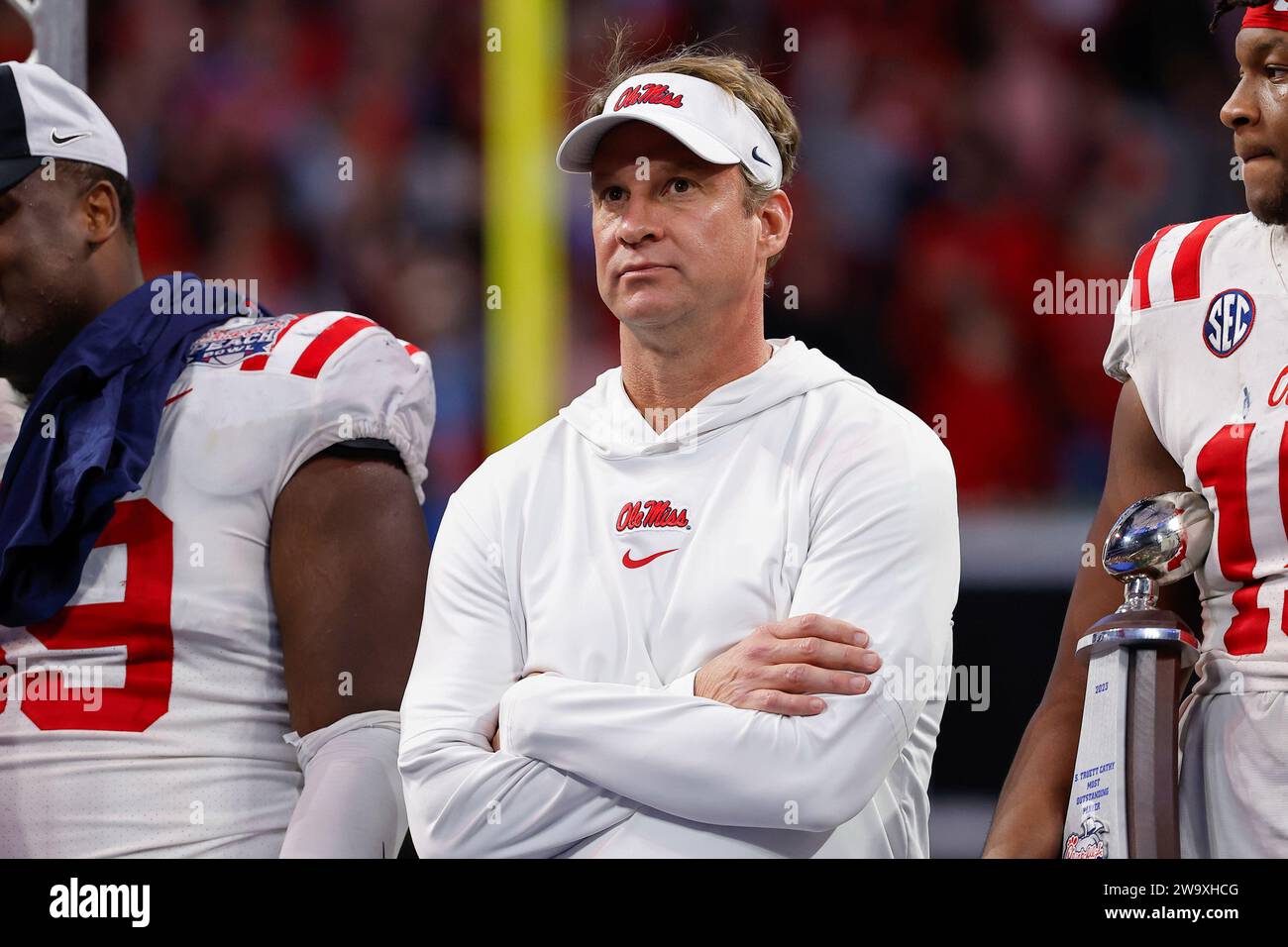 December 30, 2023: Ole Miss head coach, Lane Kiffin, awaits the Chick ...