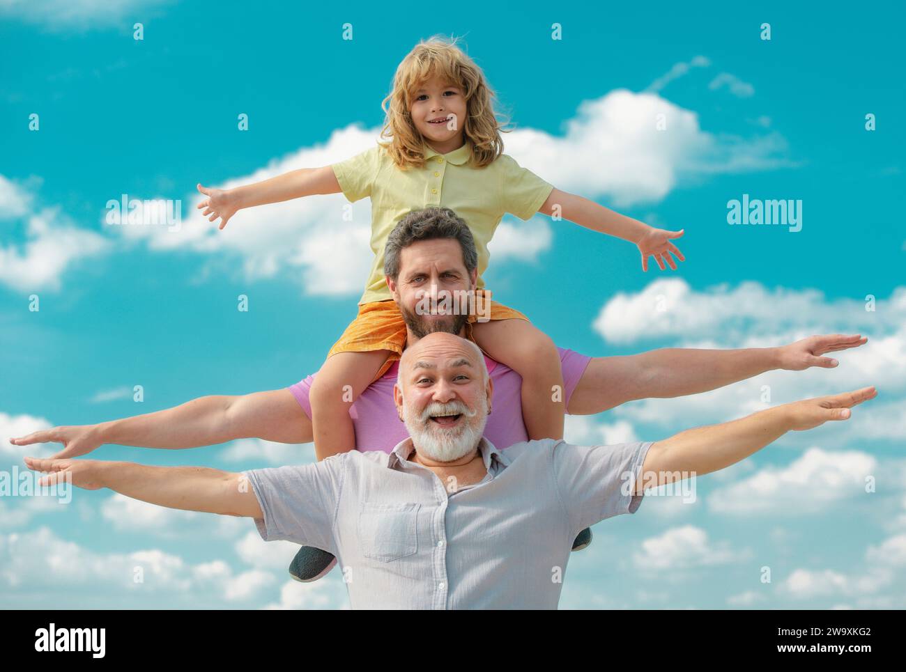 Fathers day. Family man different ages on weekend. Father and son with ...