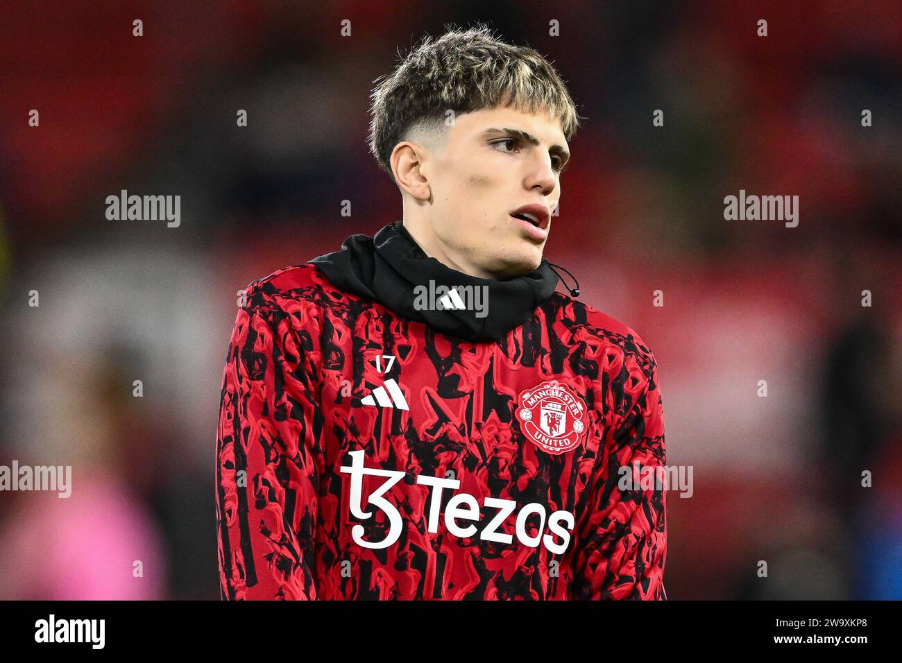 Alejandro Garnacho of Manchester United during the pre-game warmup ...