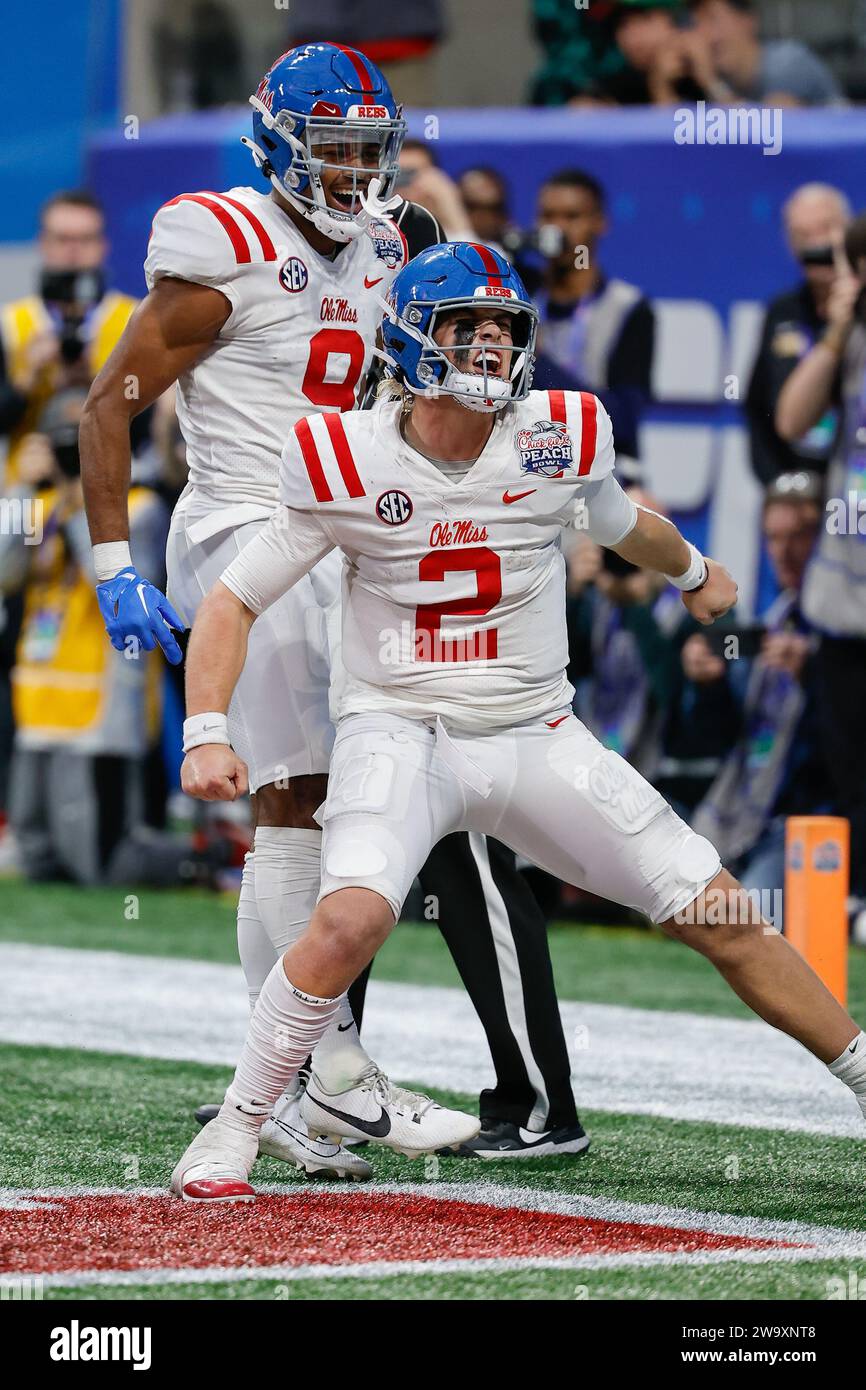Atlanta, Georgia. 30th Dec, 2023. Jaxson Dart (2) celebrates a ...