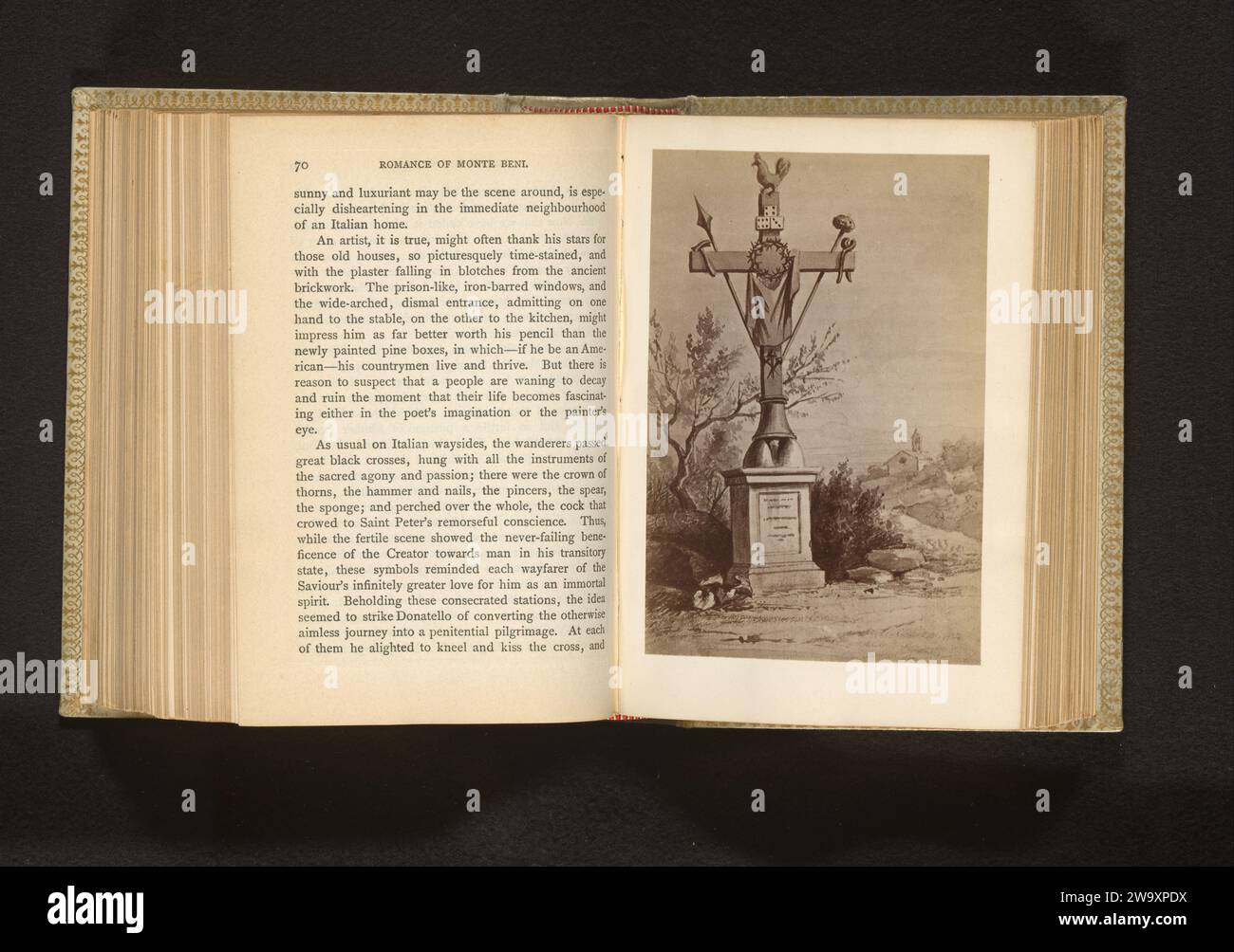 Photo production of a drawing of a cross with references to the agony ...