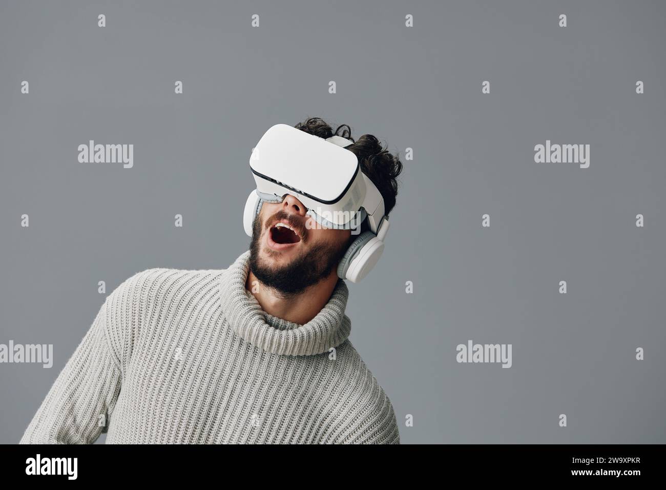 Virtual man digital headset tech reality glasses vr innovation game ...