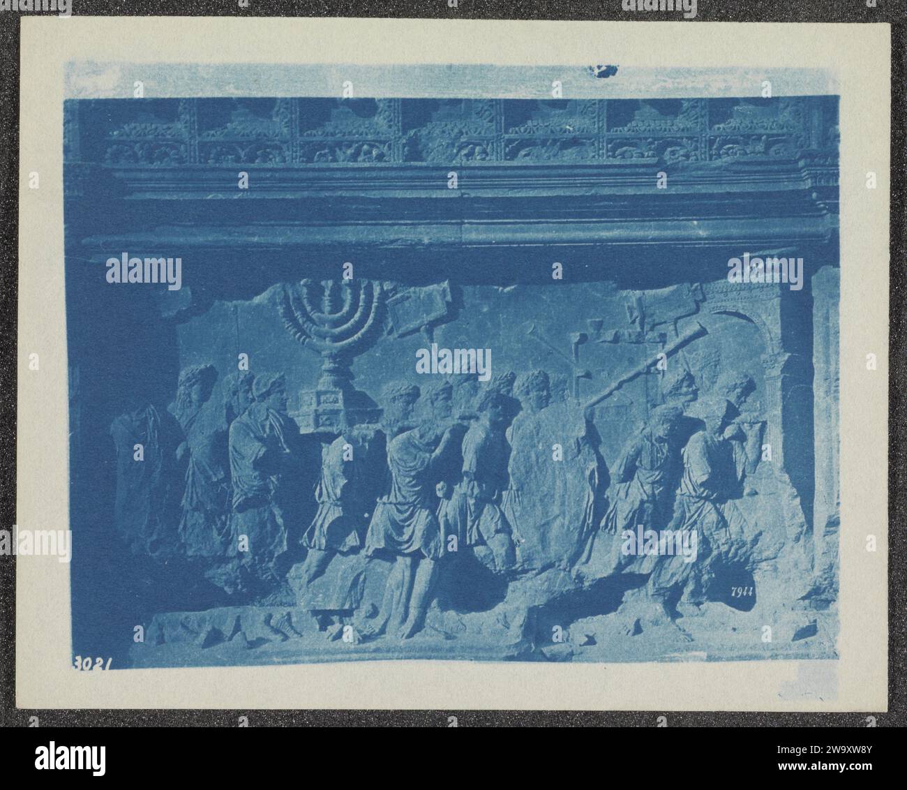 Photo production of a photo of a relief on the arch of Titus in Rome ...