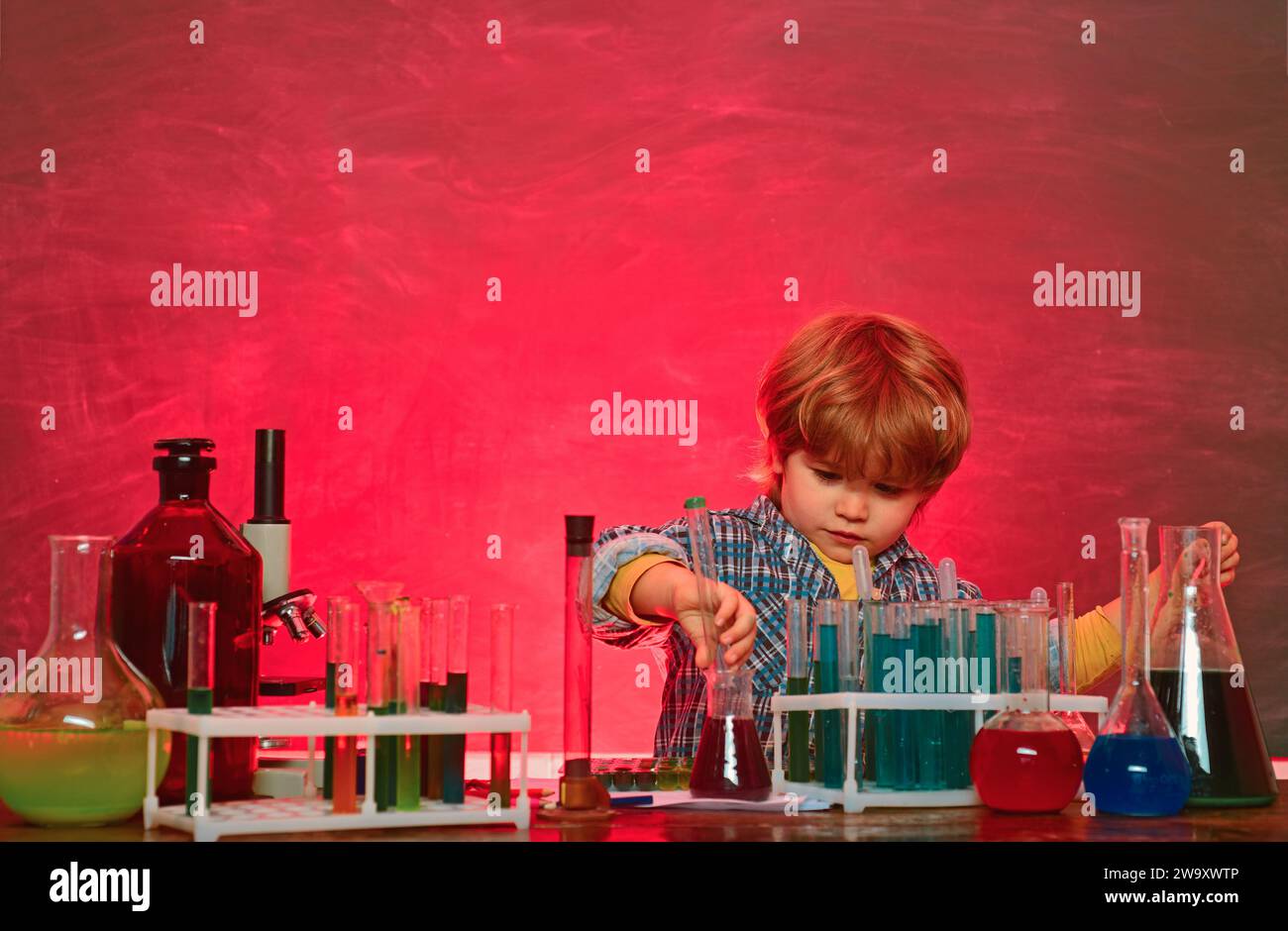 Education. Kid from primary school. School chemistry lessons. Lesson ...