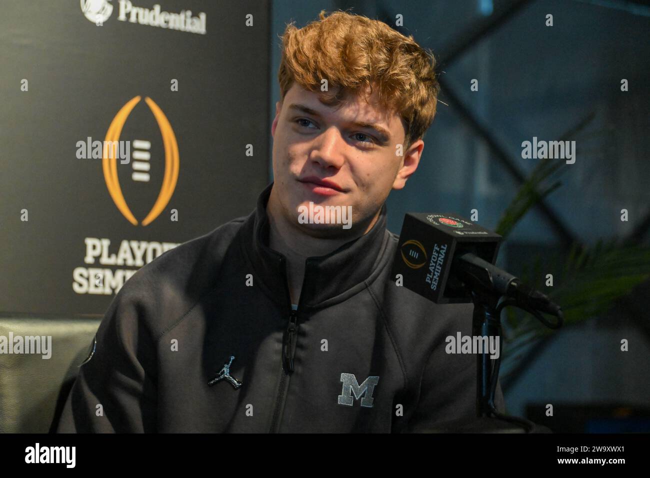 Michigan Wolverines quarterback JJ McCarthy during Rose Bowl media day ...