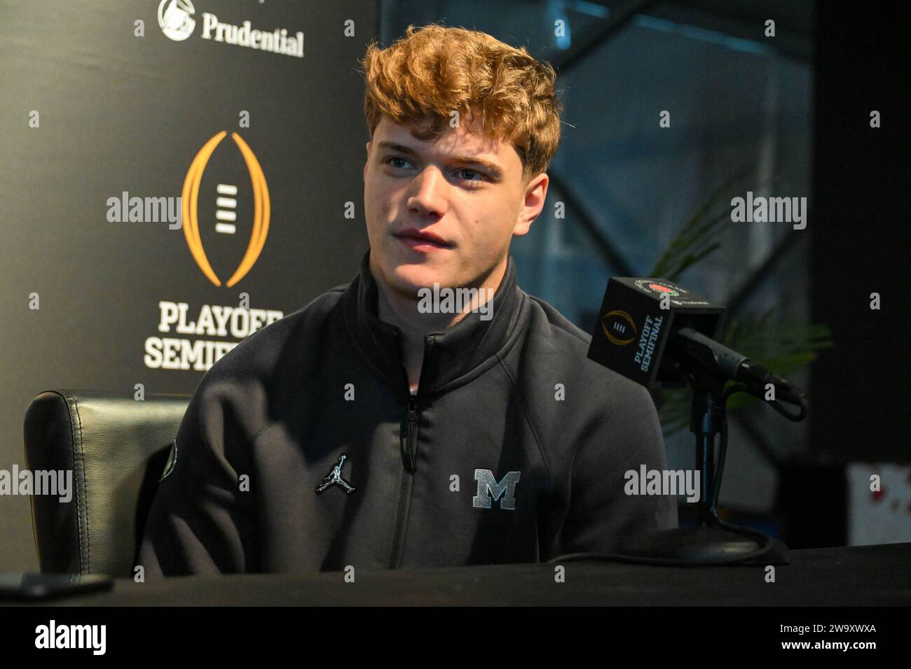 Michigan Wolverines quarterback JJ McCarthy during Rose Bowl media day ...