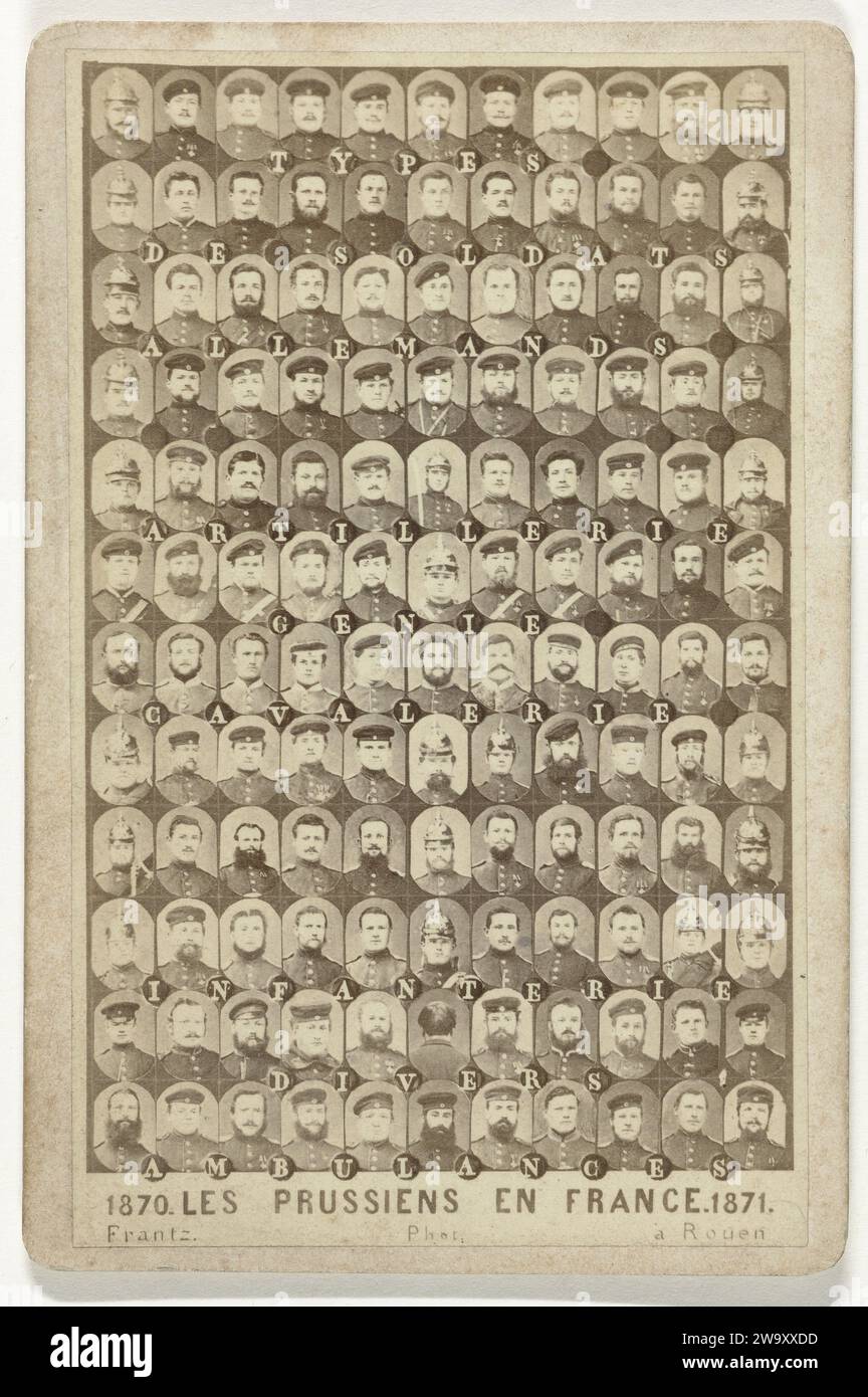 Collection (mosaic) of heads of German (Prussian) soldiers at the time ...