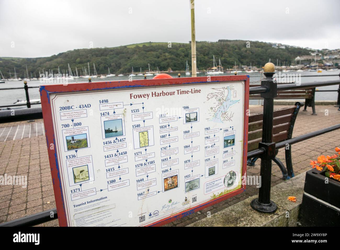 Fowey in Cornwall, a port fishing town on the south coast of England ...