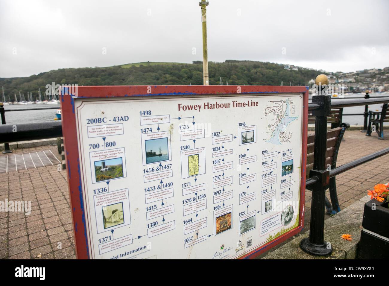 Fowey in Cornwall, a port fishing town on the south coast of England ...
