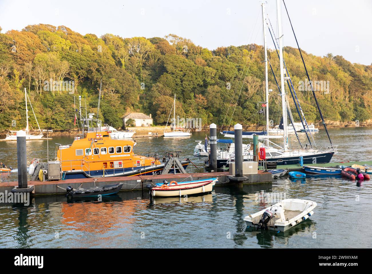 Fowey in Cornwall, a port fishing town on the south coast of England ...
