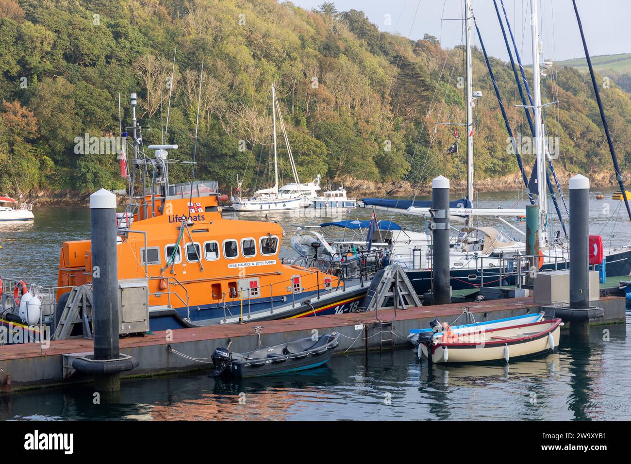 Fowey in Cornwall, a port fishing town on the south coast of England ...