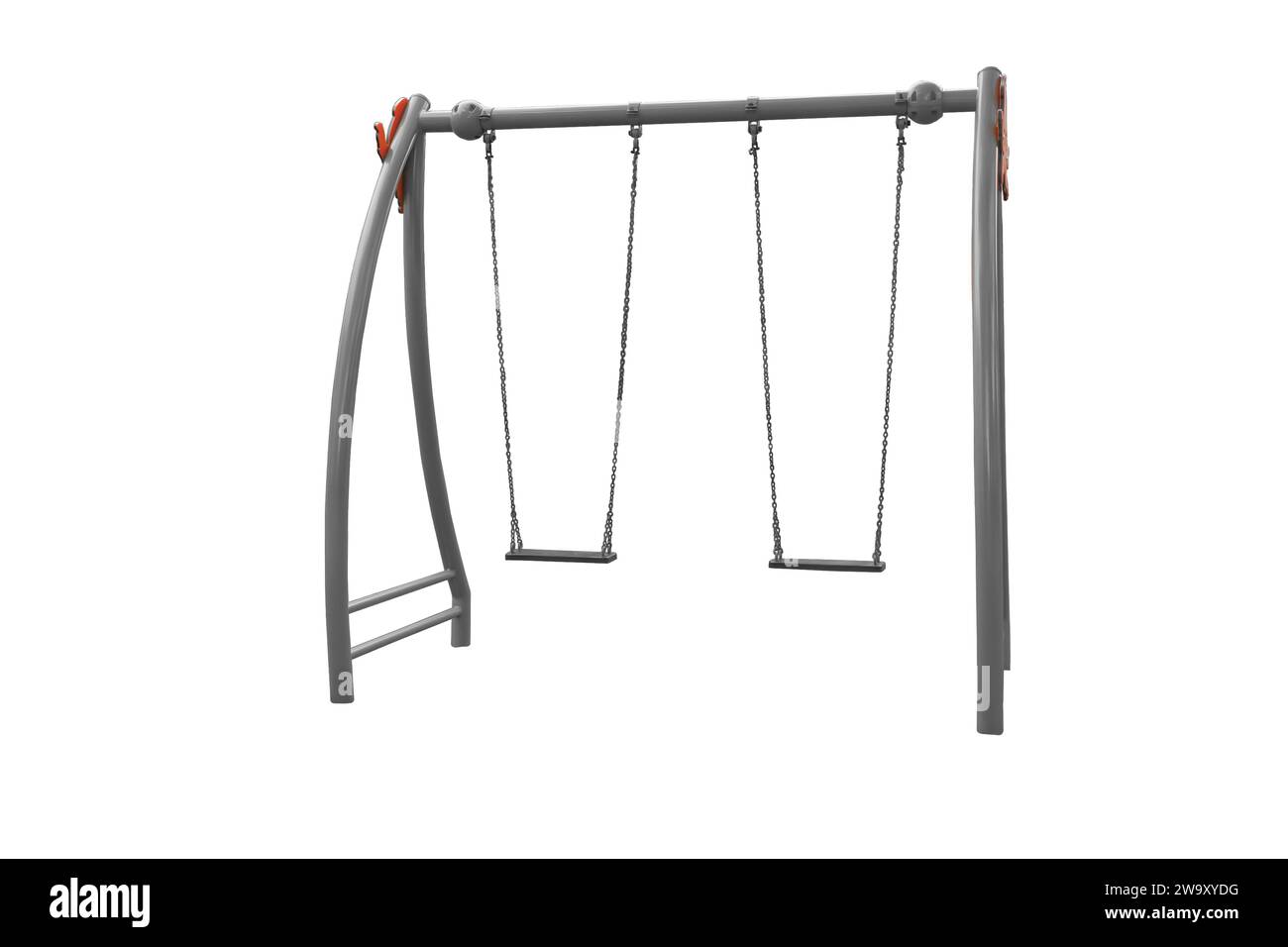 Gray swings isolated on white background. Modern playground equipment ...