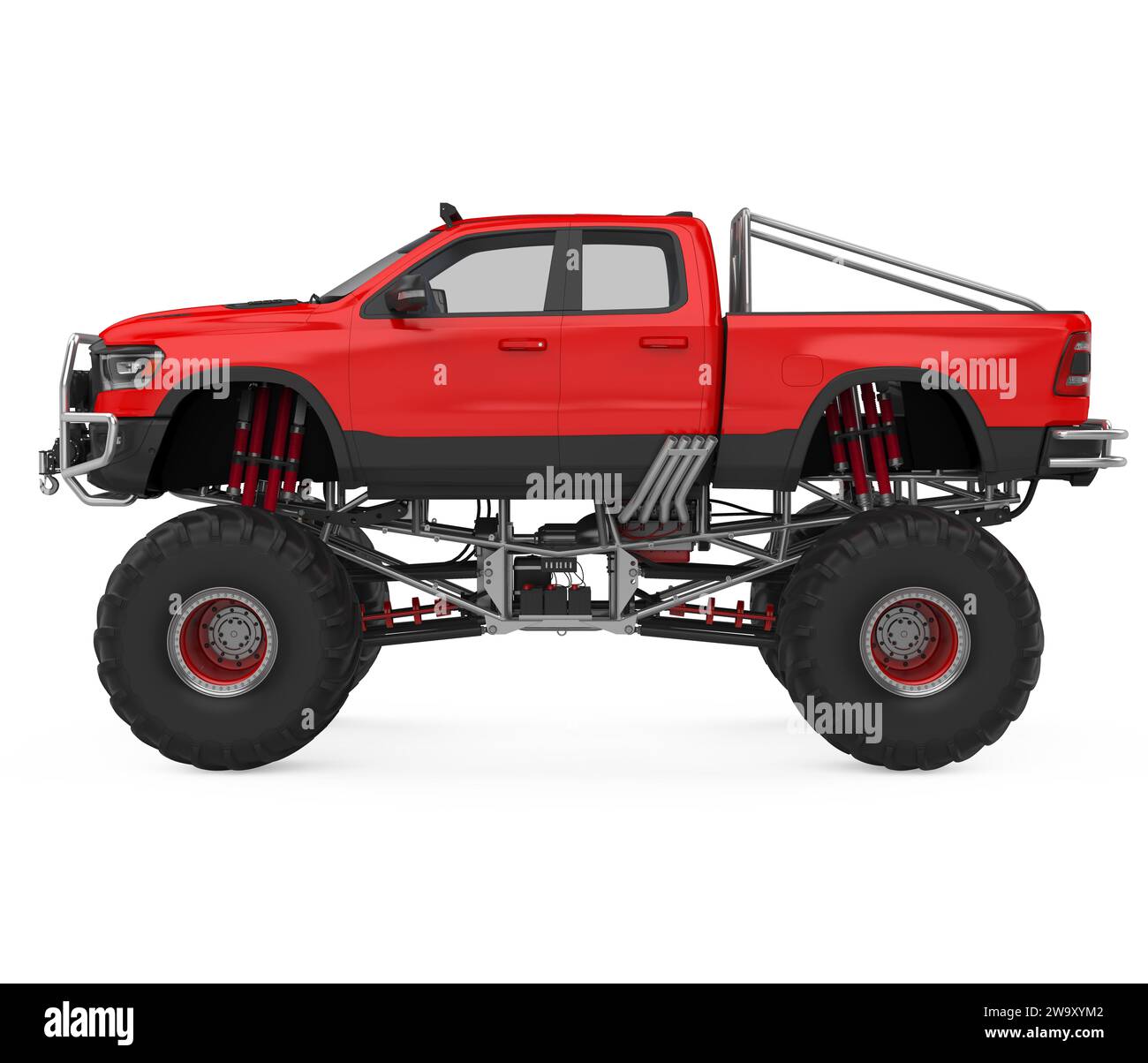 Red Monster Truck Isolated Stock Photo - Alamy