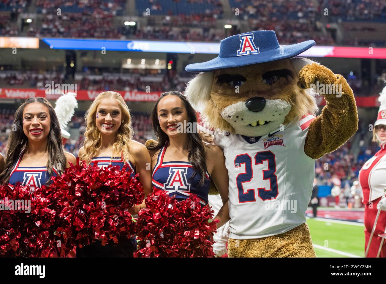 San Antonio, TX, USA. 28th Dec, 2023. Arizona Wildcats mascot Wilbur ...