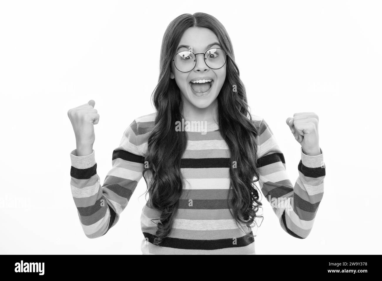 Excited face, cheerful emotions of teenager girl. Amazed teen girl ...