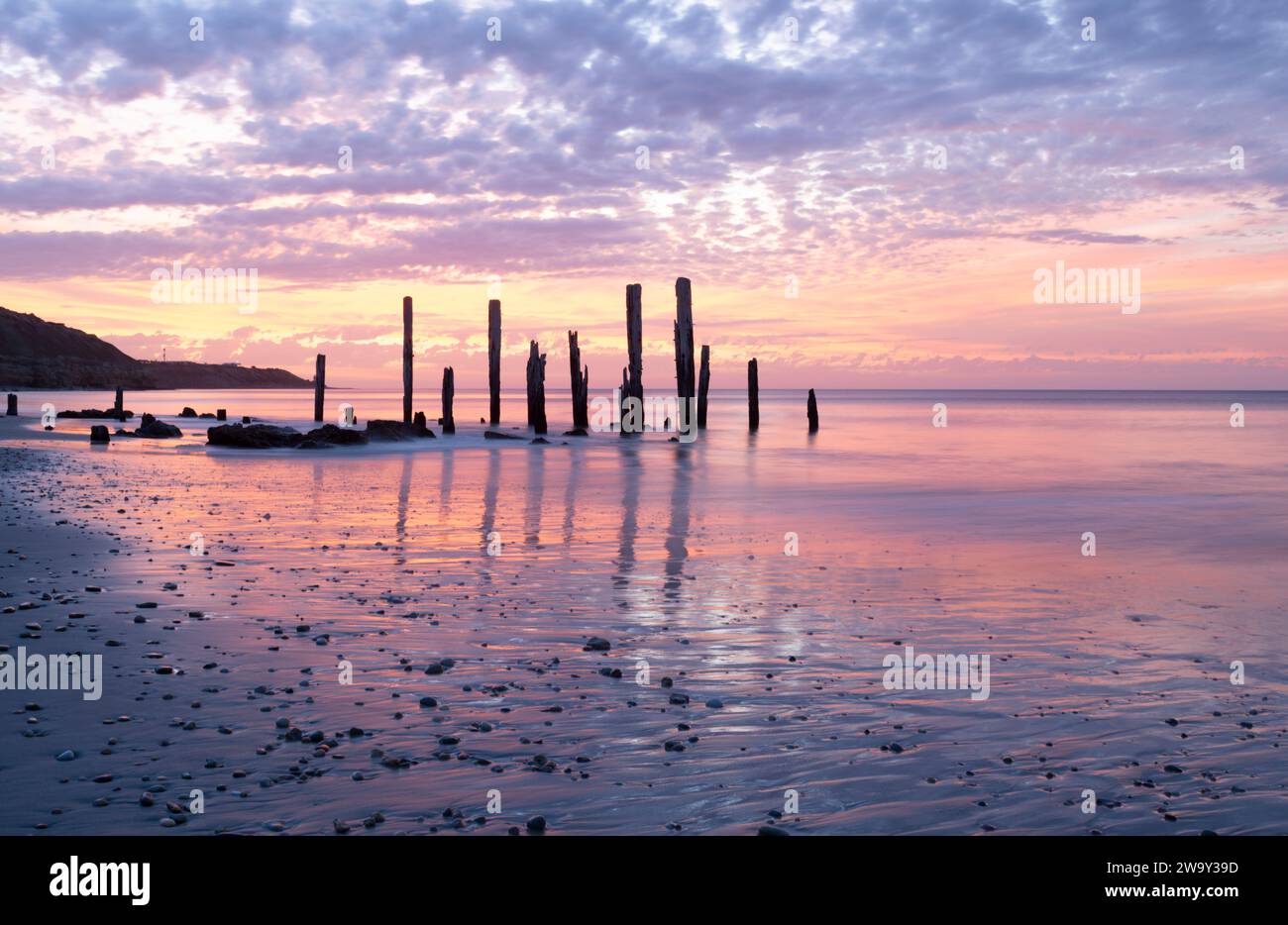 Port Willunga beach jetty ruins in South Australia alight with the ...