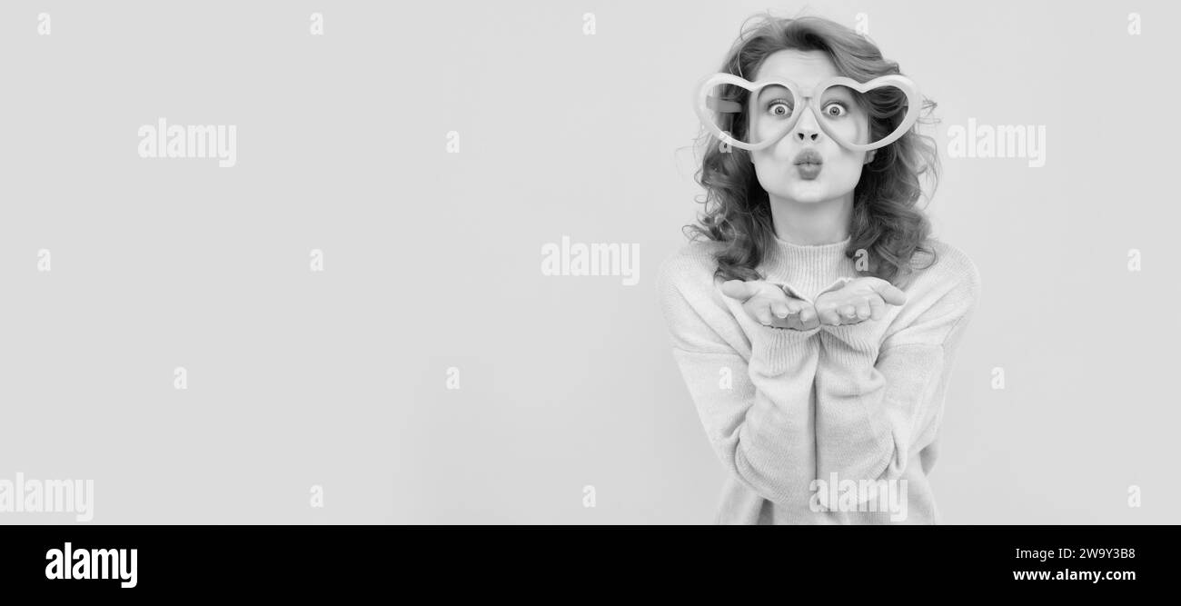 Girl with funny party glasses. happy redhead woman wear funny party ...