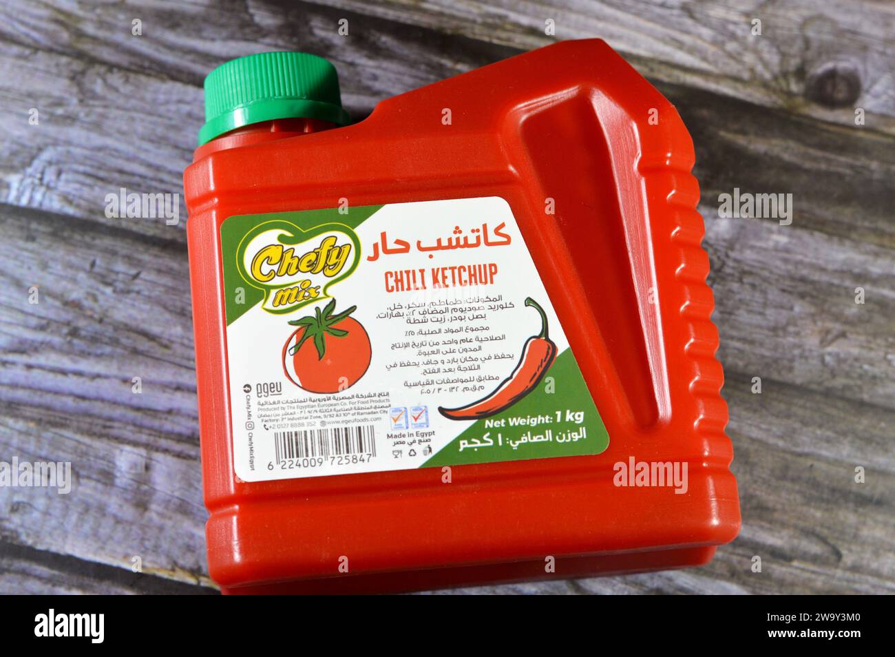 Cairo, Egypt, December 25 2023: Chefy mix chili Ketchup 1 Kilogram KG ...