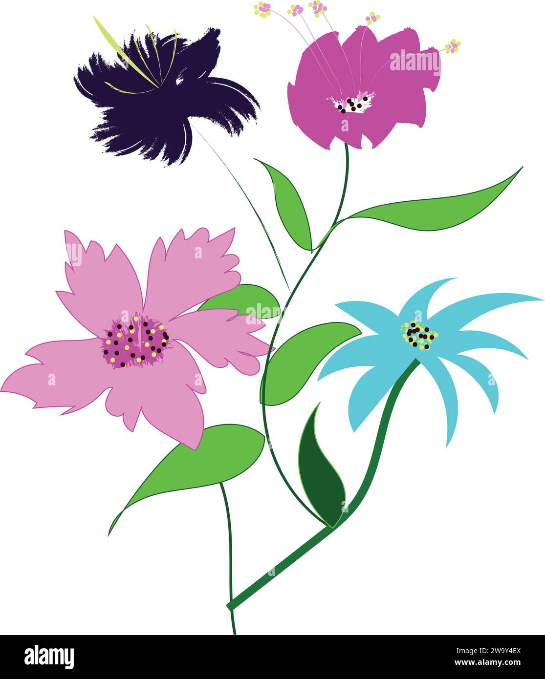 Purple rose bouquet Stock Vector Images - Alamy