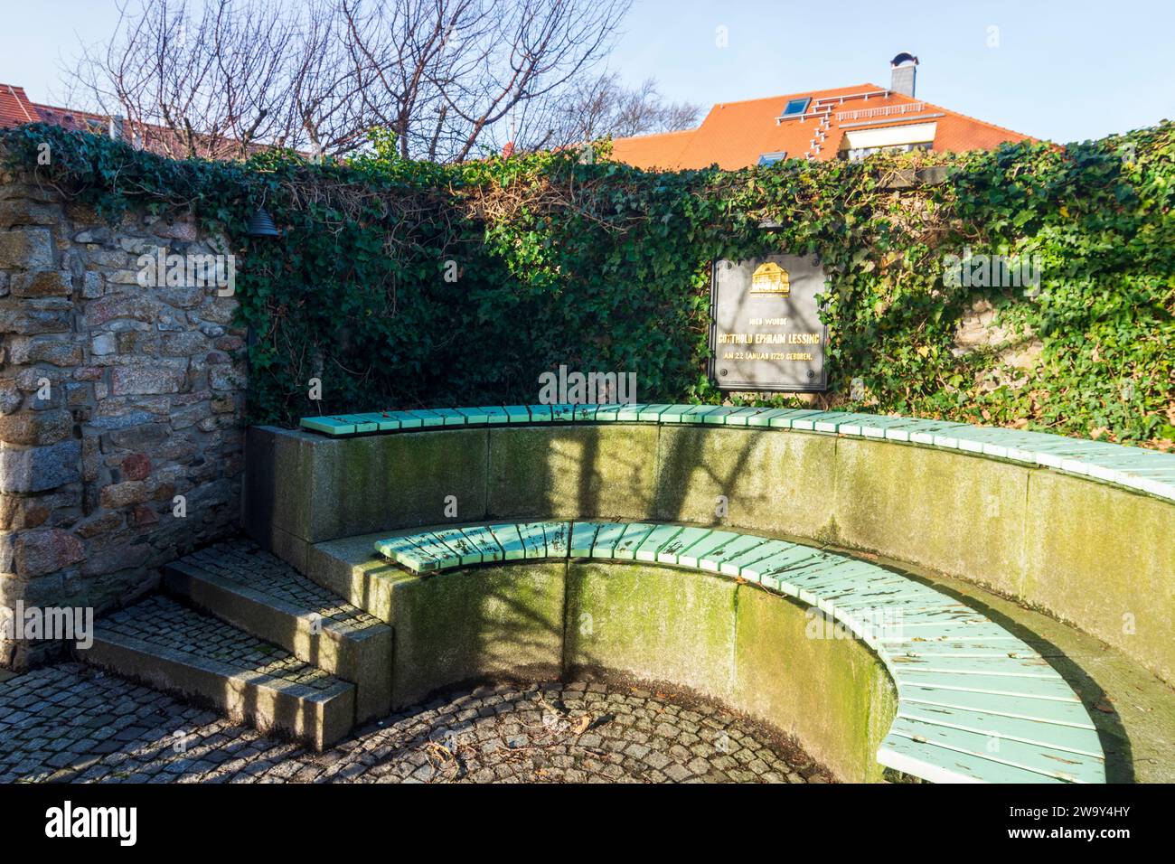Kamenz (Kamjenc): Lessing memorial at the former location of Lessing's ...
