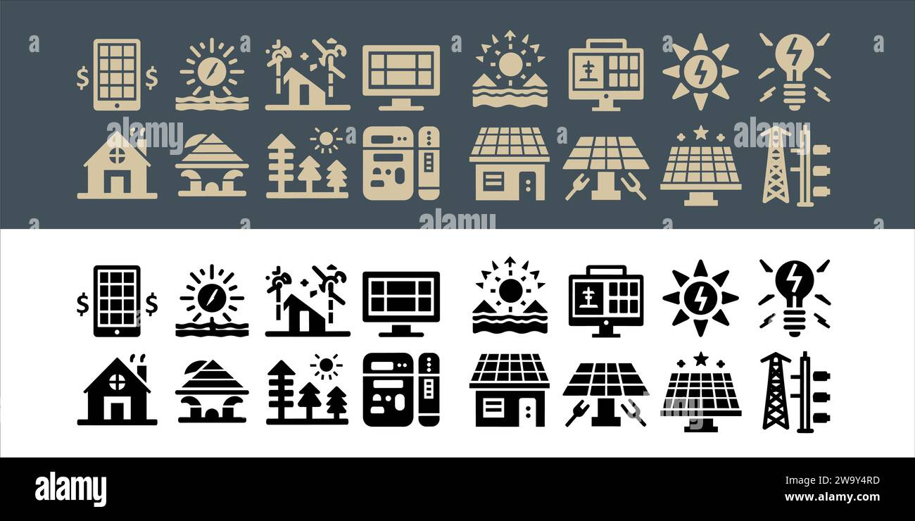 vector Set line icons of solar panels collection in transparent ...