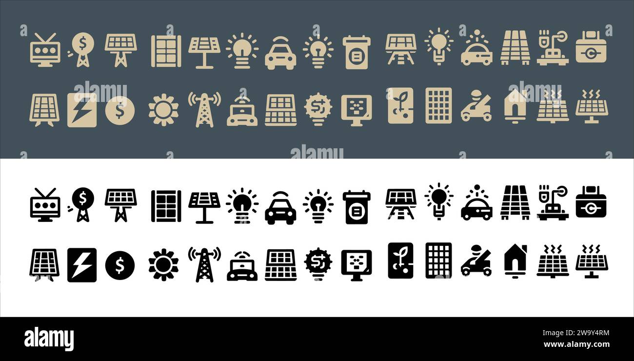 vector Set line icons of solar panels collection in transparent ...