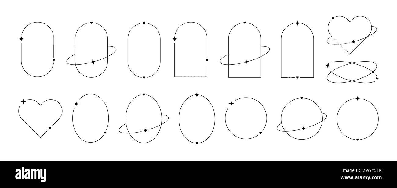 Aesthetic frames pack of y2k elements. Minimalistic linear templates ...