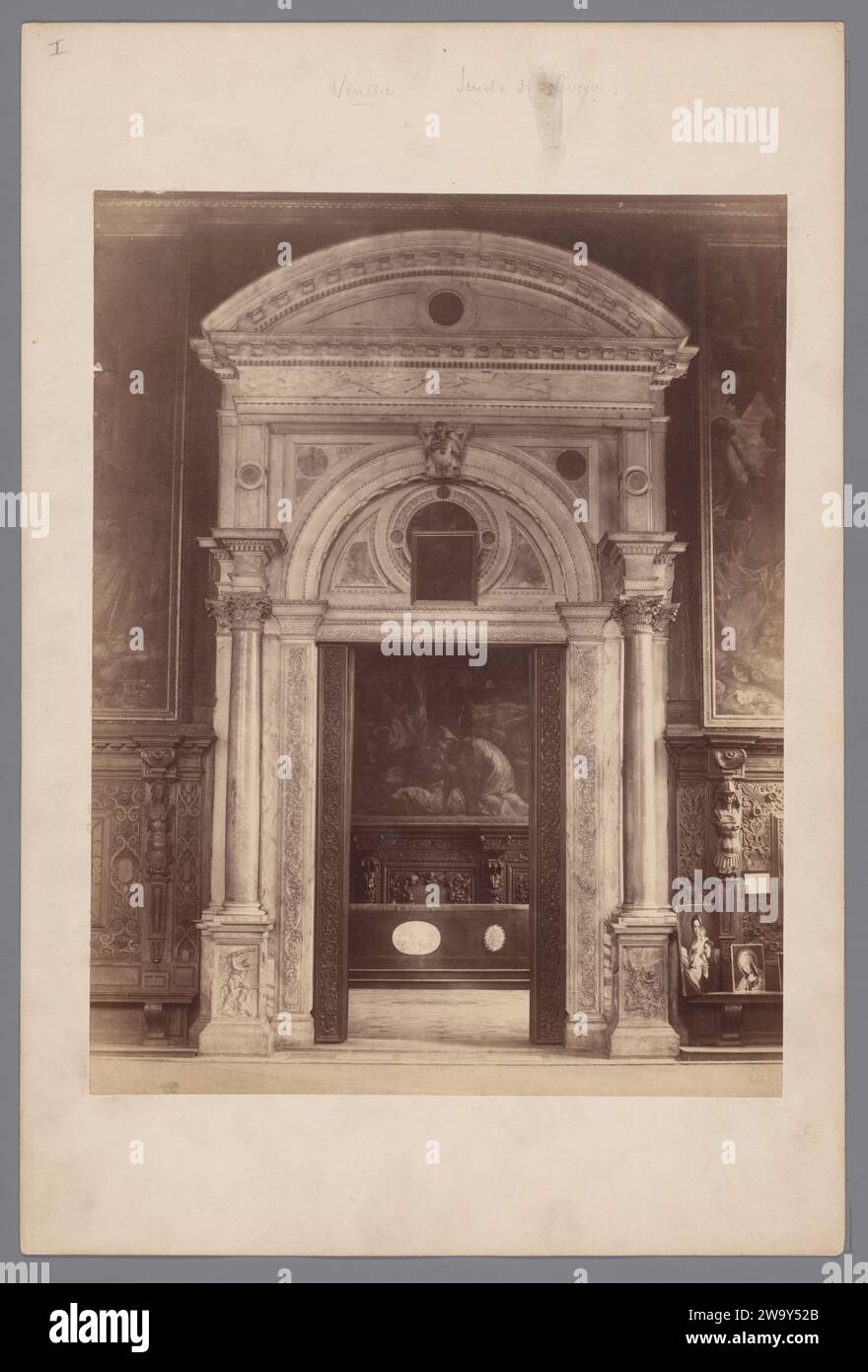 Interior of the Scuola Grande di San Rocco in Venice, Italy, 1851 ...