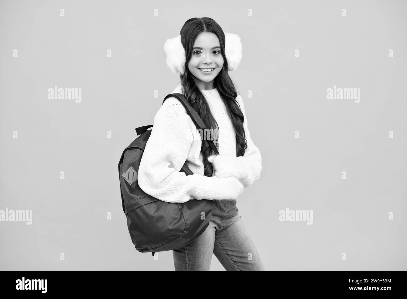 Autumn school holiday. Back to school. Teenager schoolgirl in autumn ...