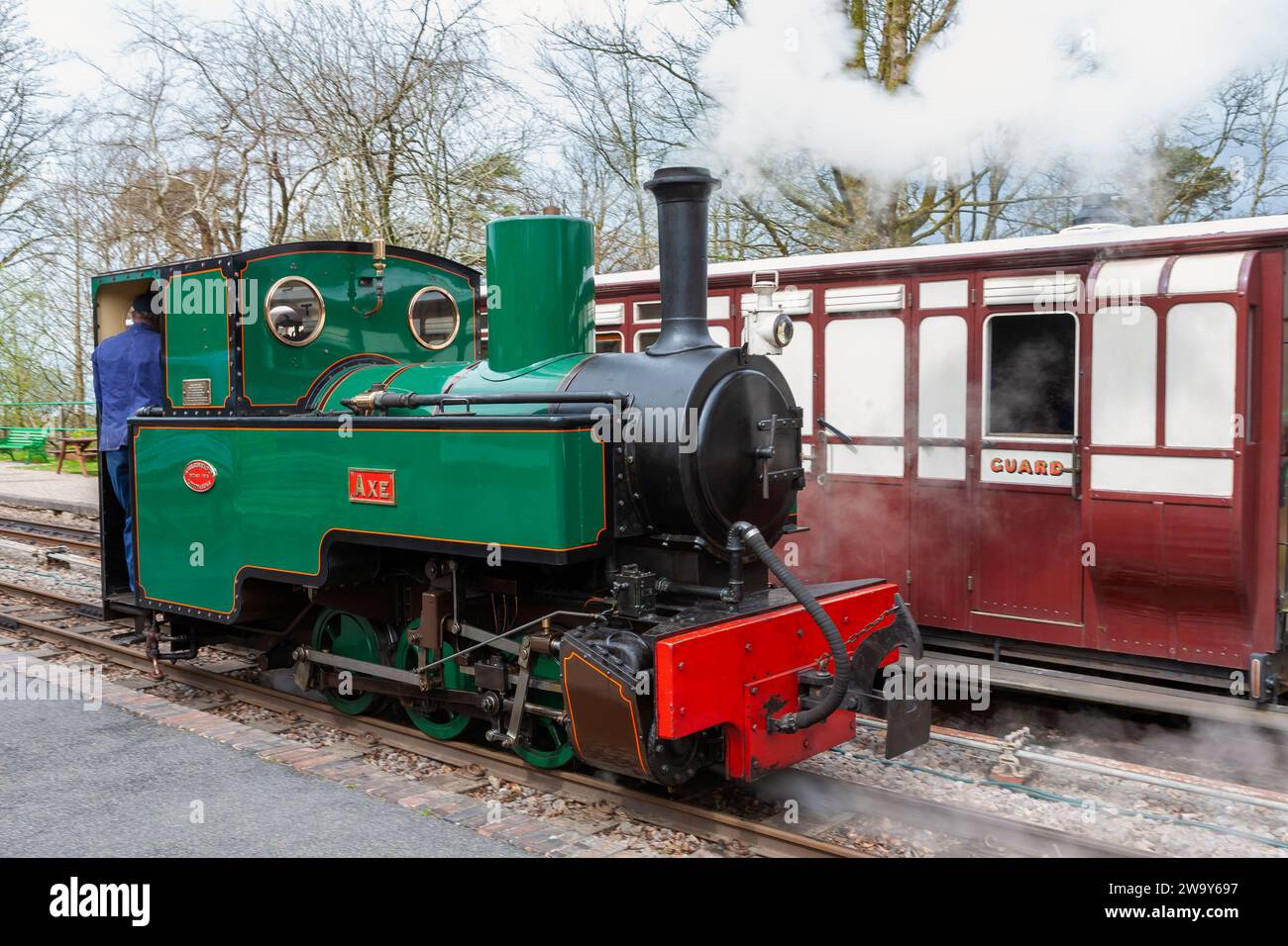 Steam locomotive "Axe" running round the train to couple up for the ...