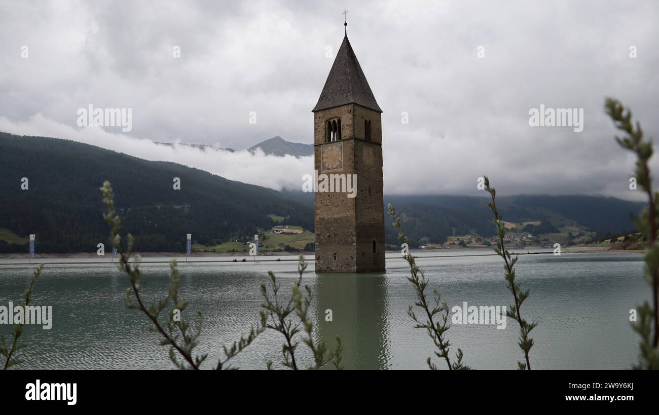 Resia lake Dolomites Italy europe Stock Photo - Alamy
