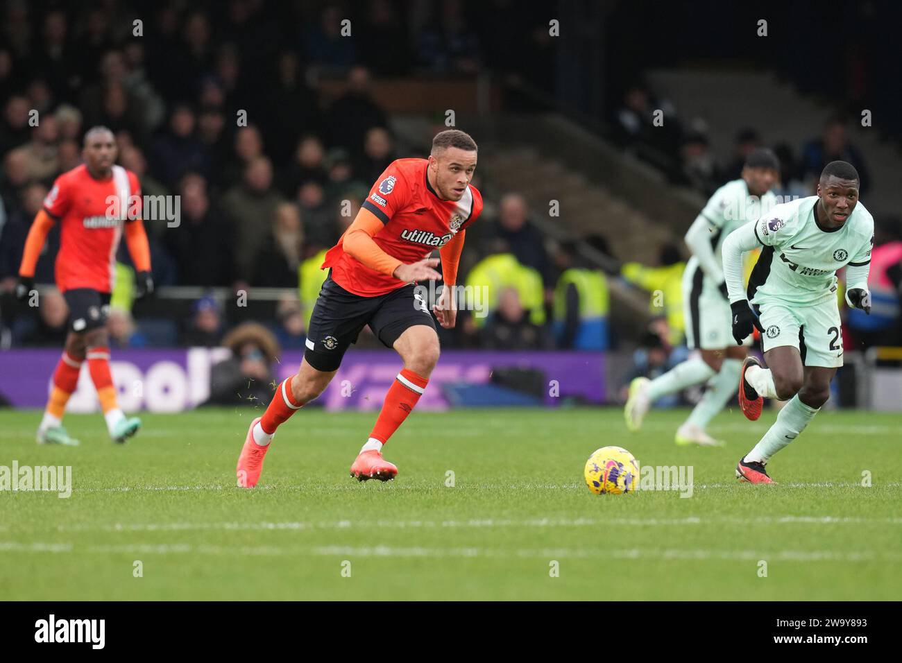 Luton, UK. 30th Dec, 2023. Carlton Morris (9) of Luton Town during the ...