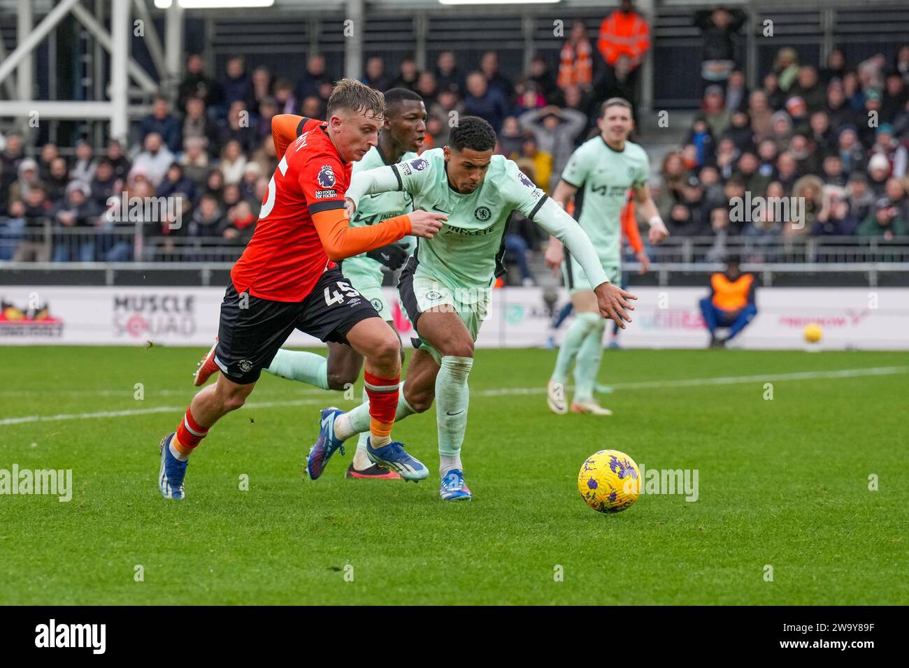 Luton, UK. 30th Dec, 2023. Alfie Doughty (45) of Luton Town during the ...