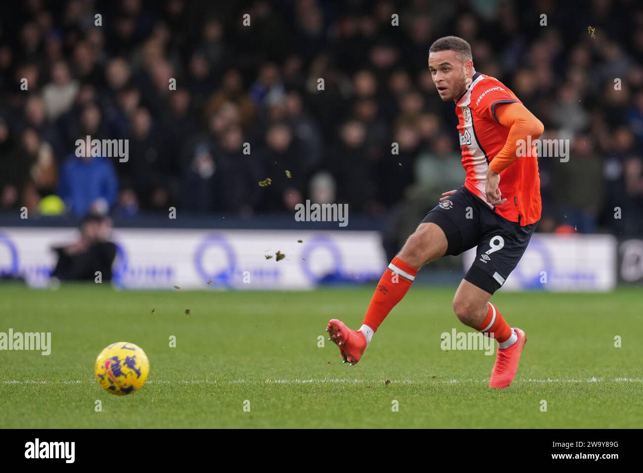 Luton, UK. 30th Dec, 2023. Carlton Morris (9) of Luton Town during the ...