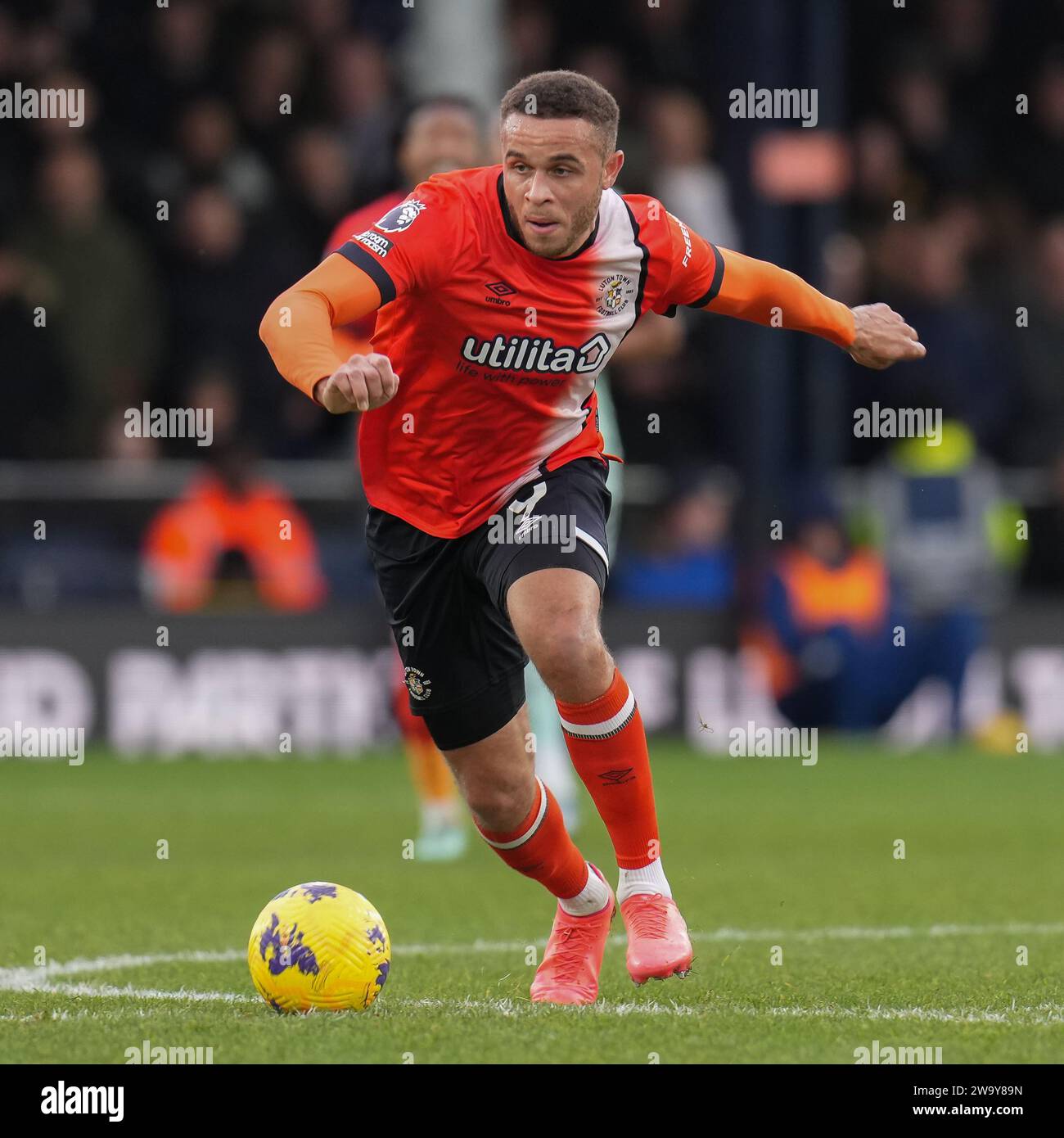 Luton, UK. 30th Dec, 2023. Carlton Morris (9) of Luton Town during the ...