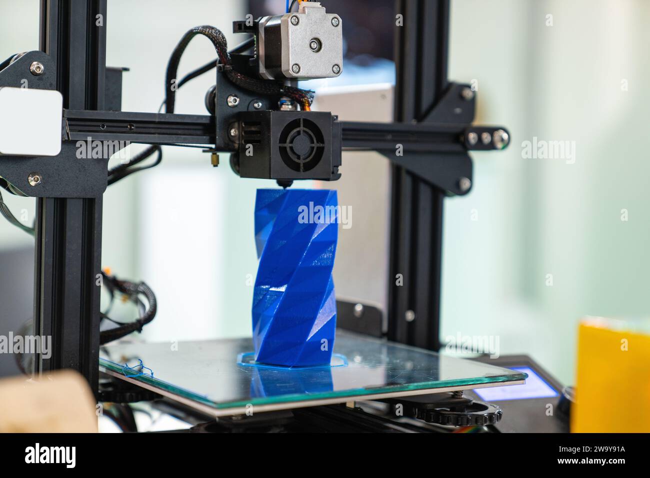 A 3d printer in the laboratory prints a structure from a polymer Stock ...