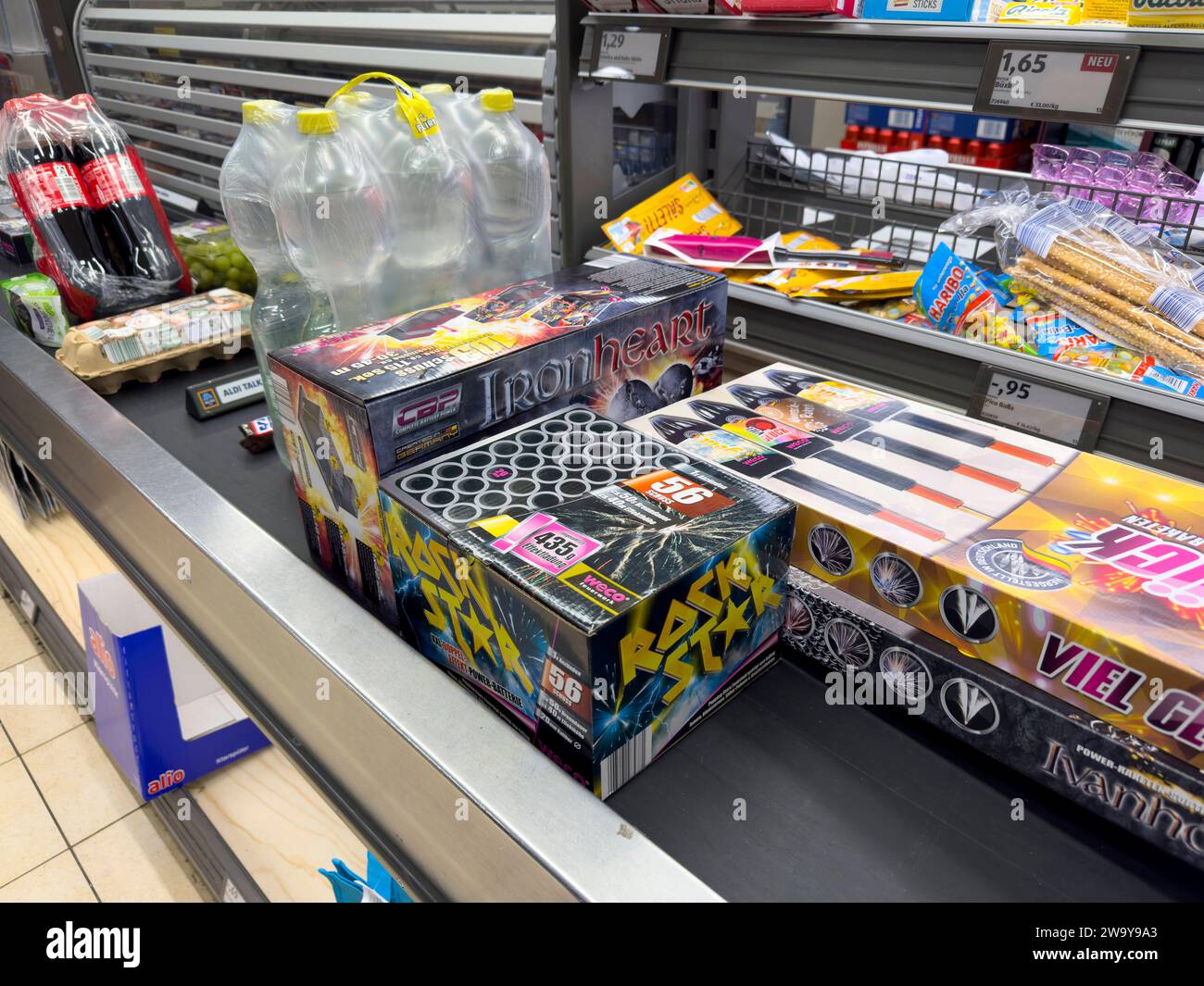 Bavaria, Germany - December 30, 2023: New Year s Eve fireworks on a ...