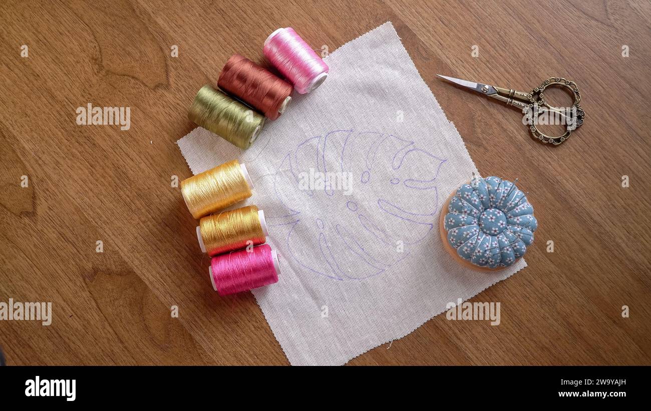 Chenille embroidery threads hi-res stock photography and images - Alamy