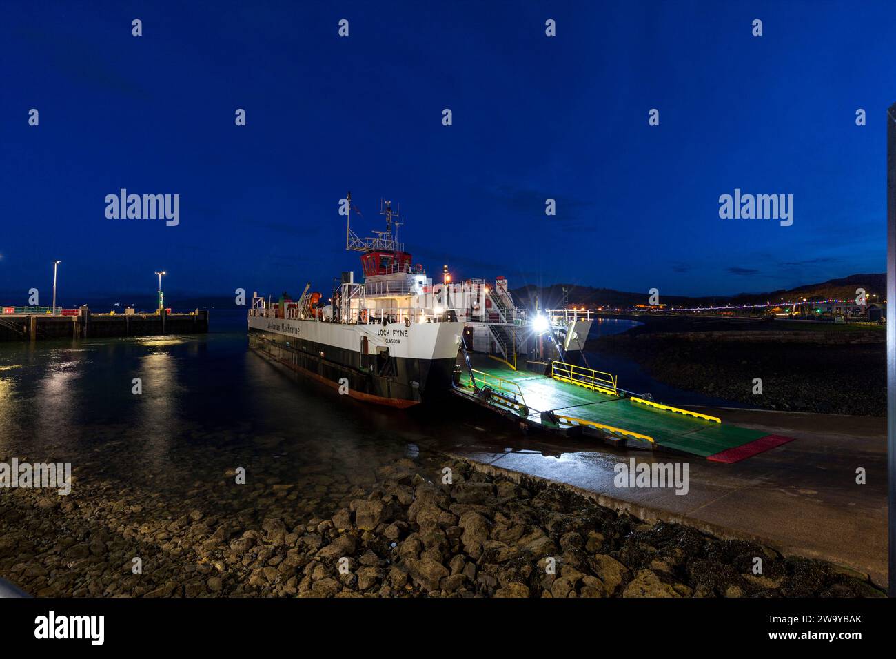 The Caledonian McBrayne ferry Loch Fyne at Largs slipway with the first ...