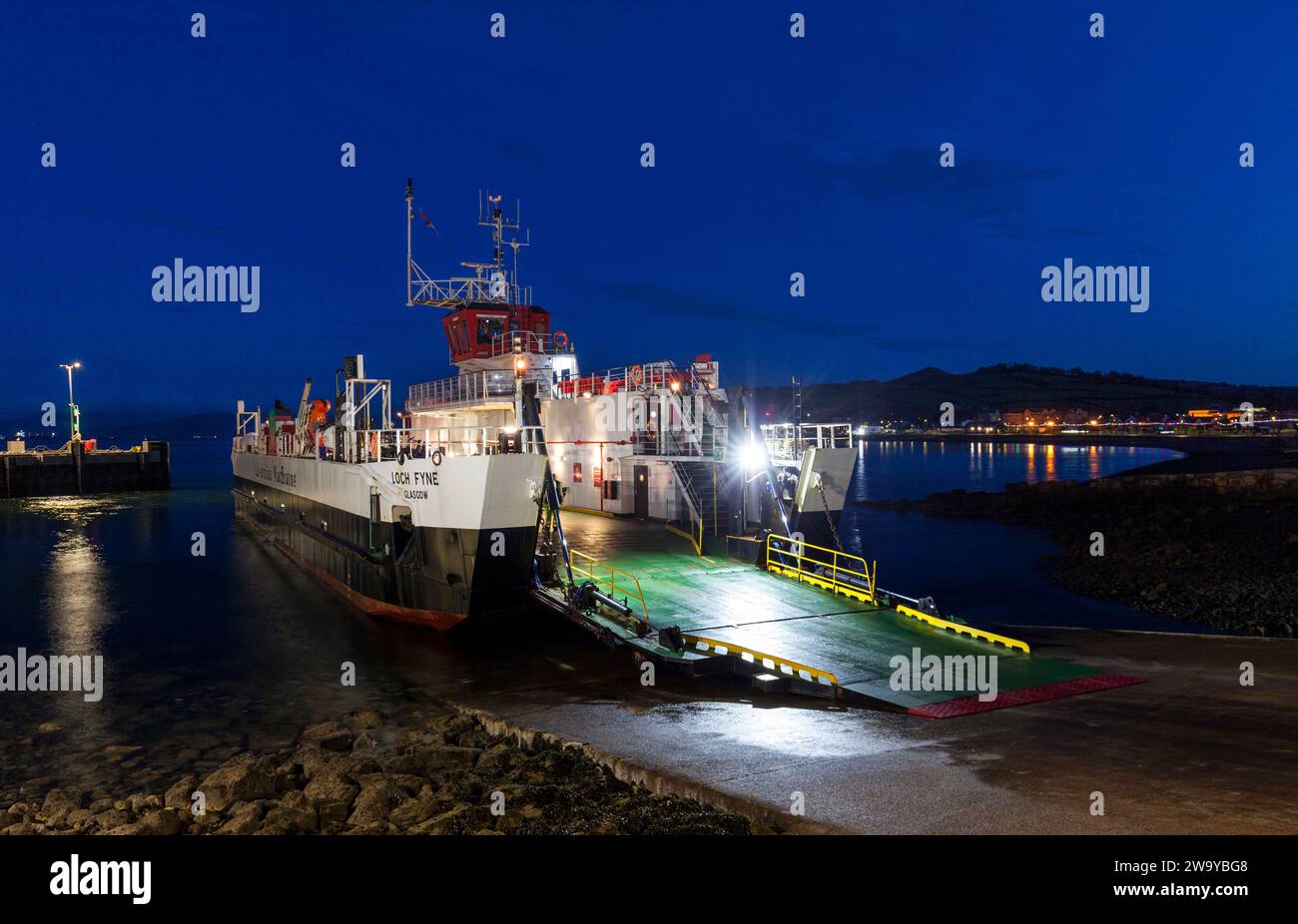 The Caledonian McBrayne ferry Loch Fyne at Largs slipway with the first ...