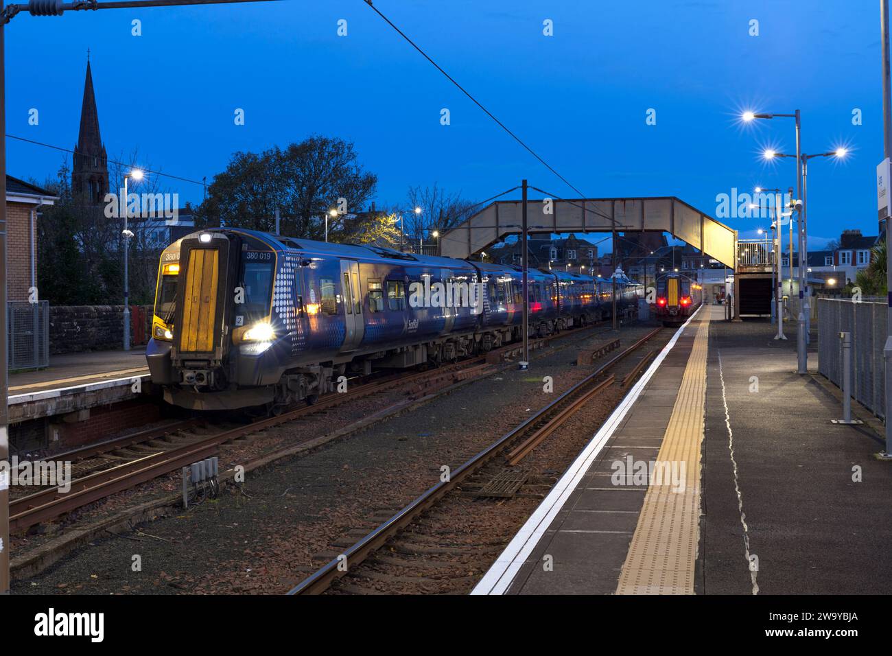 Scotrail Siemens class 380 electric multiple unit trains at Largs ...