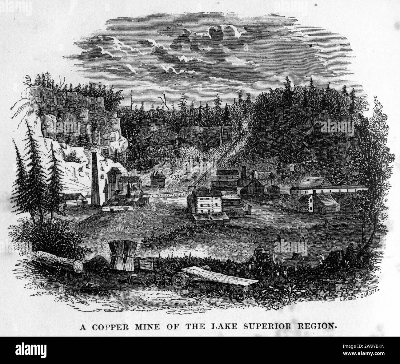 Engraving of a copper mine of the Lake Superior region, USA, from The ...