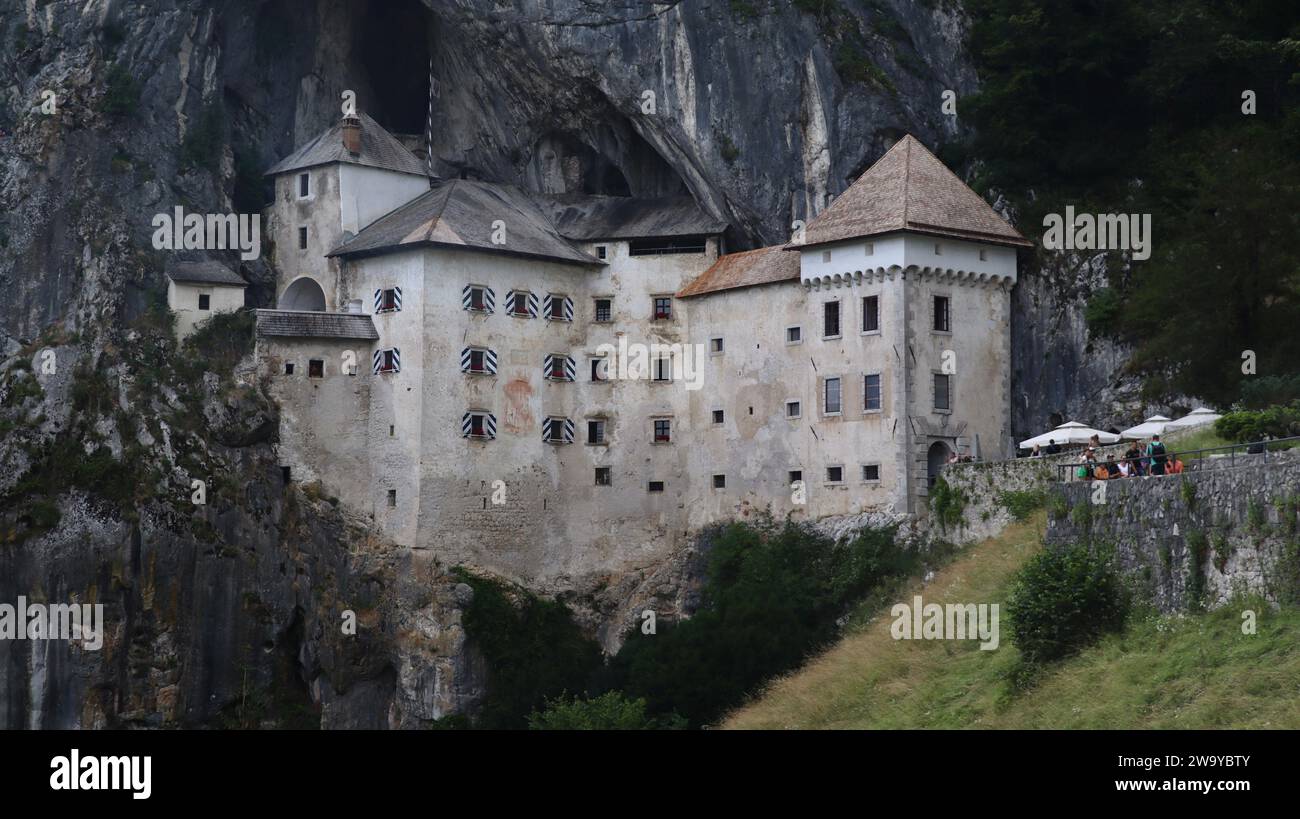 drone photo Predjama castle, Predjamski grad Slovenia Europe Stock ...