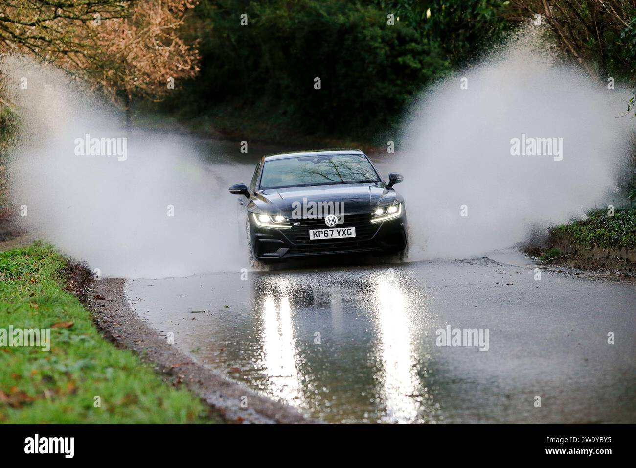 Tuesley lane, Godalming. 31st December 2023. Heavy rainfall today led ...
