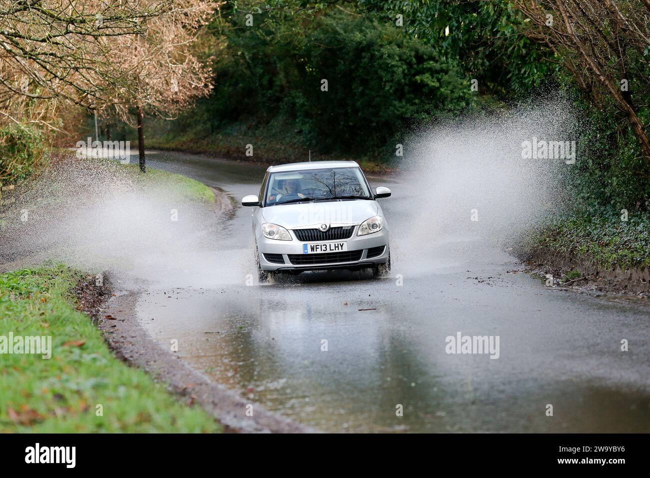 Tuesley lane, Godalming. 31st December 2023. Heavy rainfall today led ...