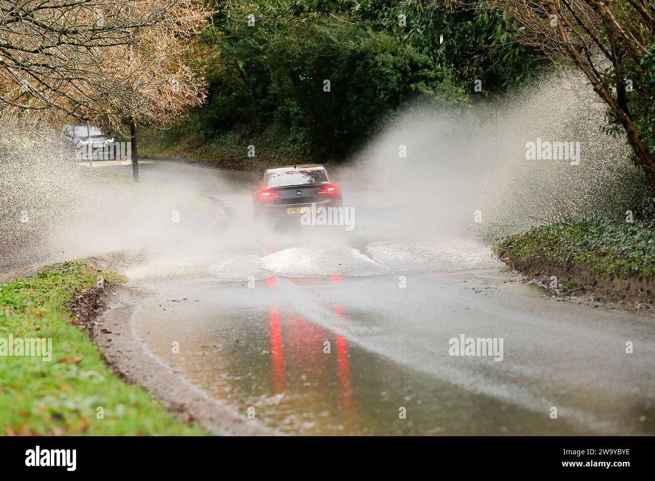 Tuesley lane, Godalming. 31st December 2023. Heavy rainfall today led ...