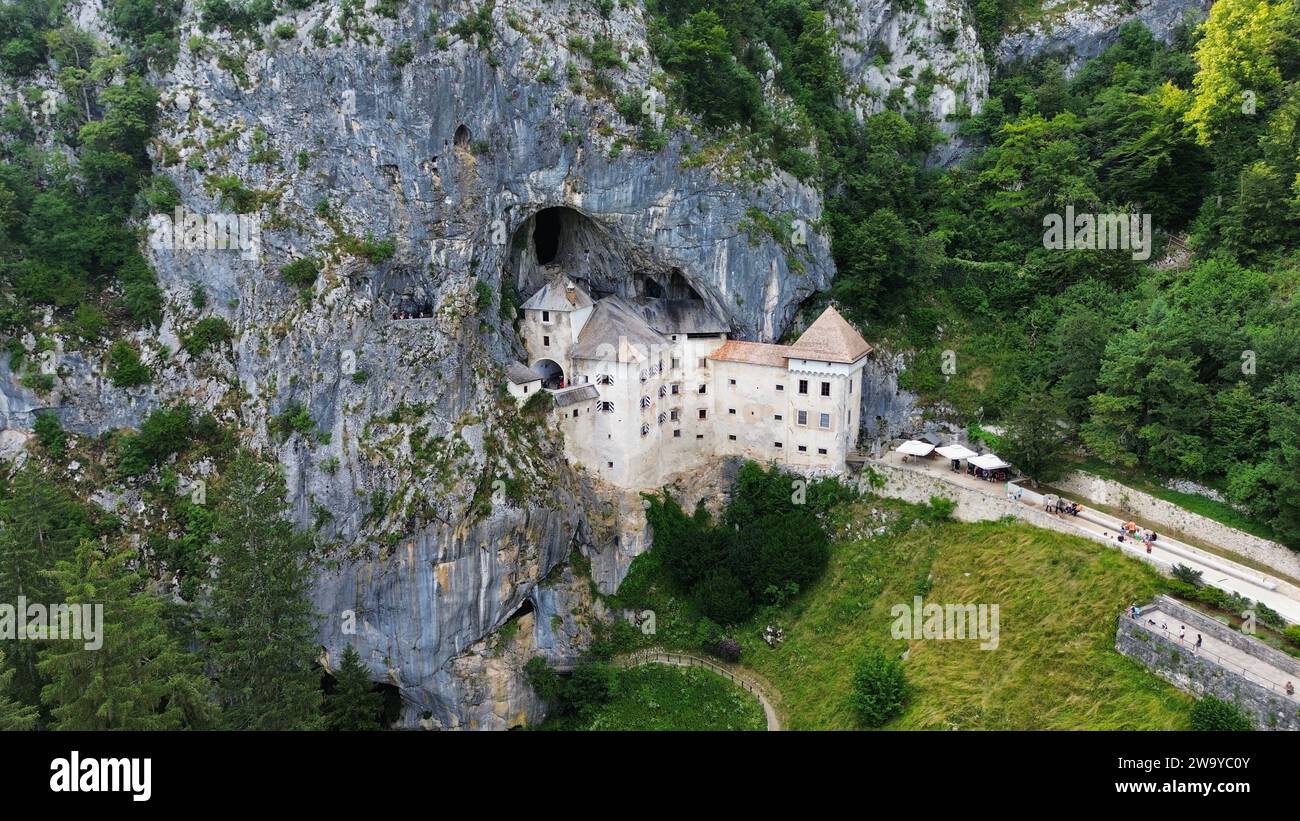 drone photo Predjama castle, Predjamski grad Slovenia Europe Stock ...