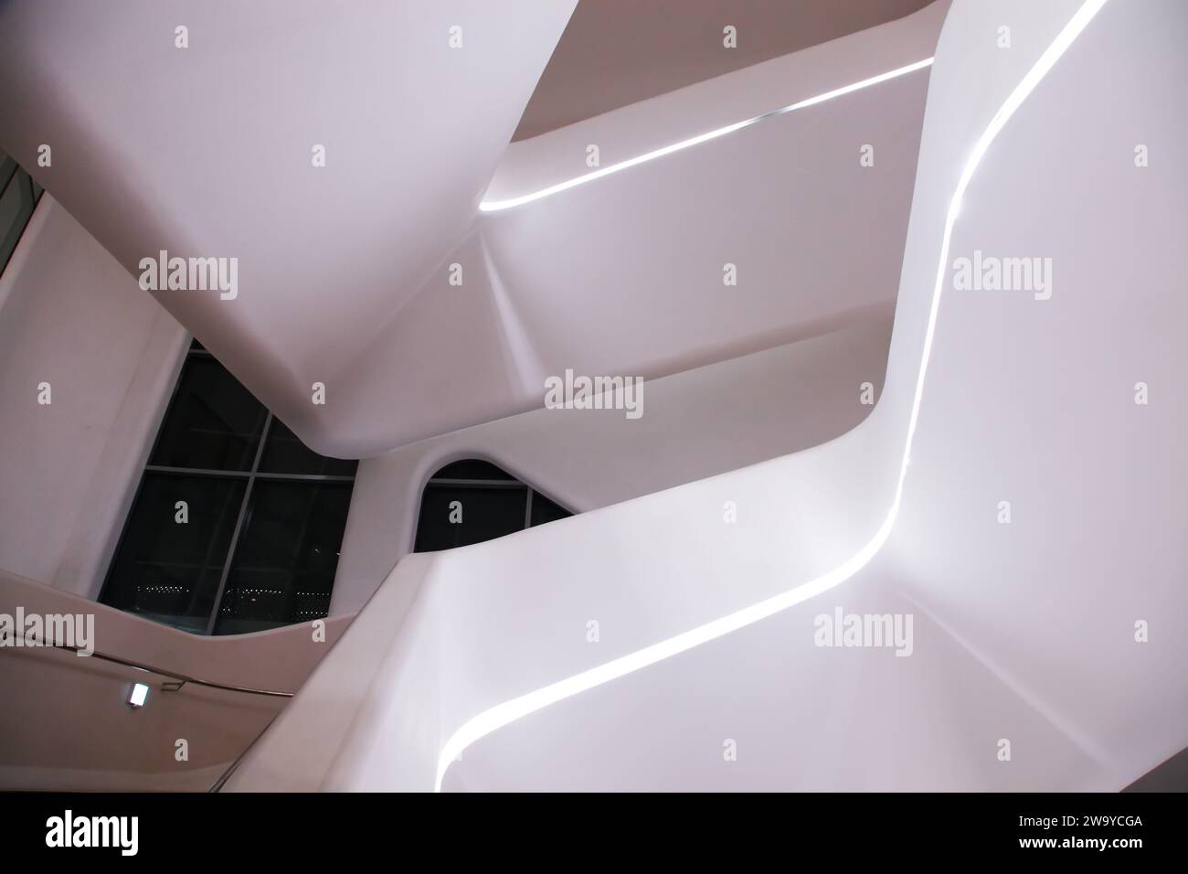 An interior stairwell at the Dongdaemun Design Plaza (DDP) in Seoul ...